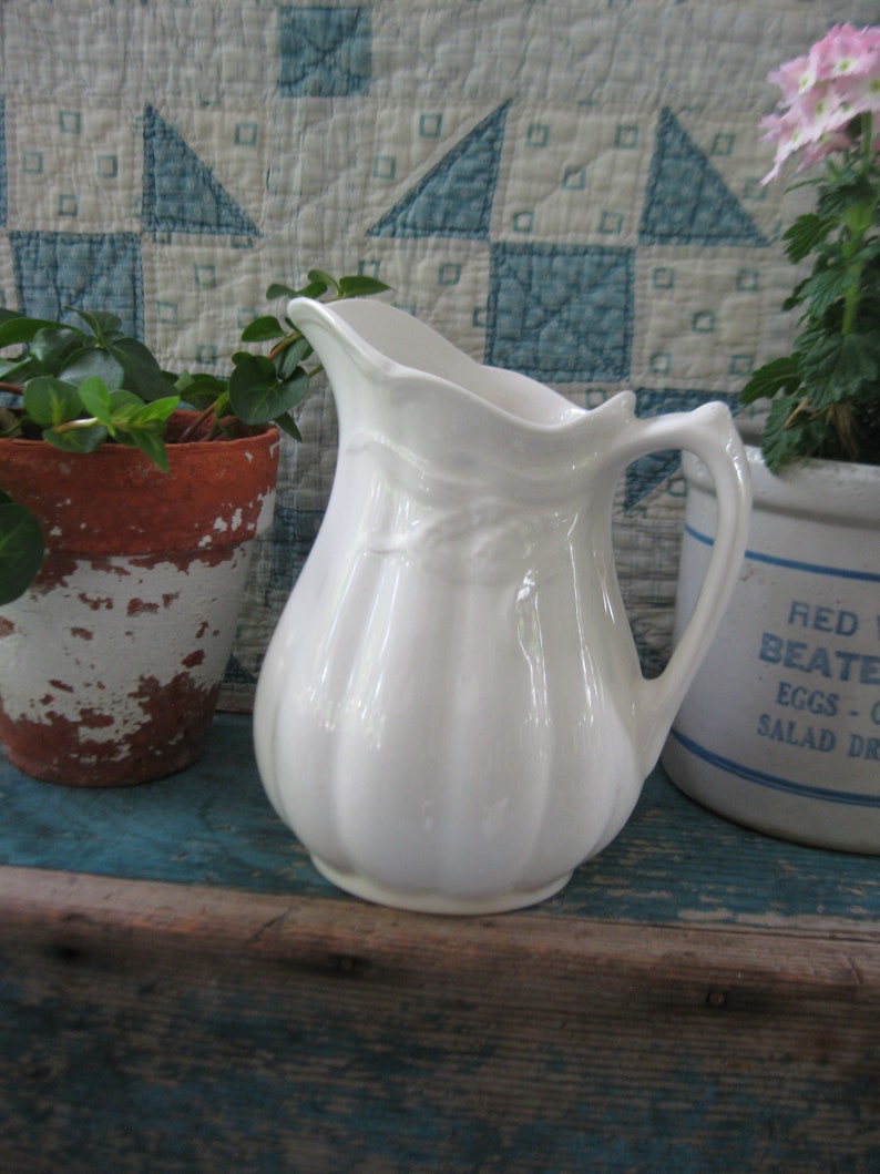 Medium Size Antique White Ironstone Wheat Pitcher Royal Staffordshire ...