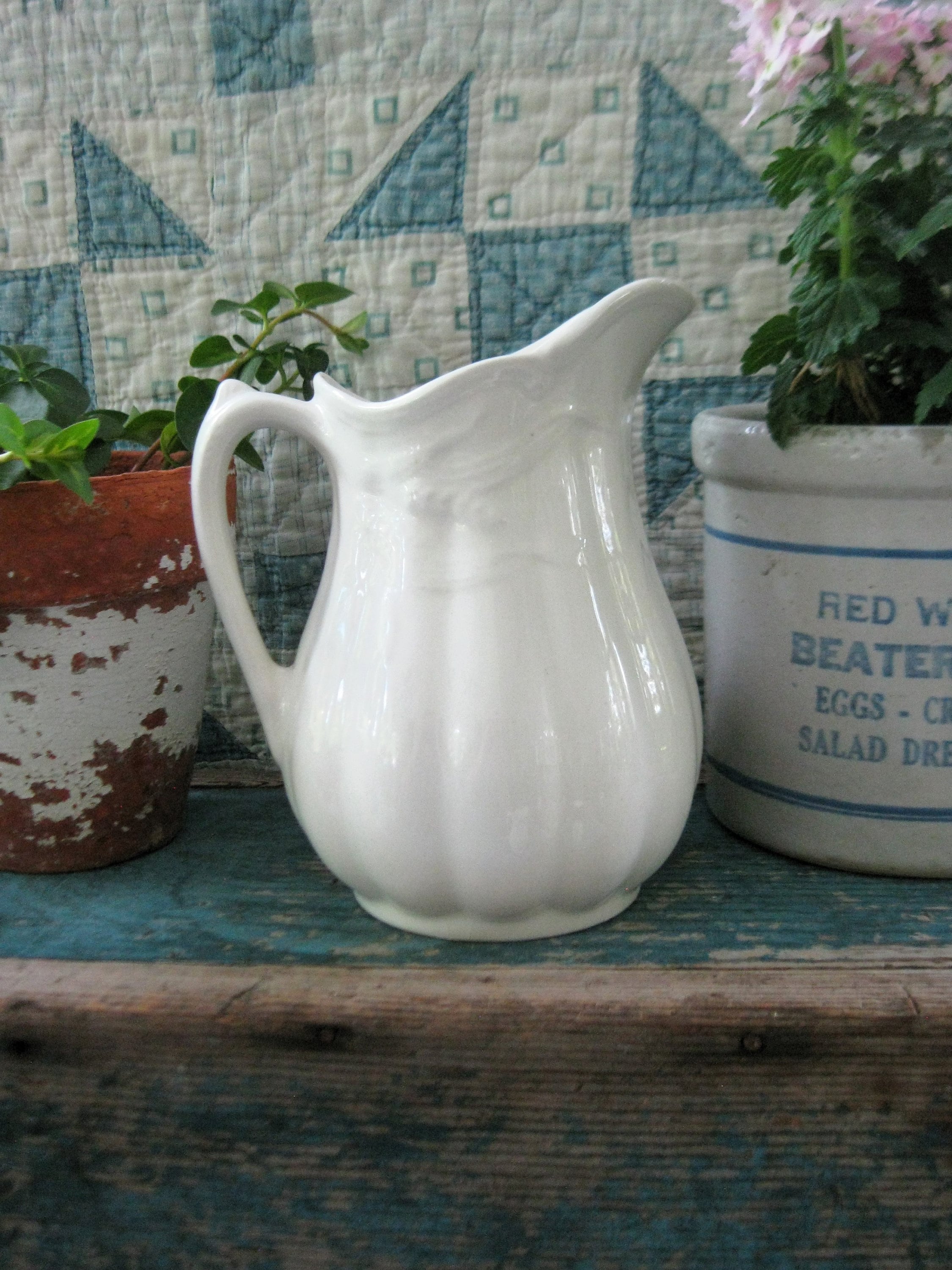 Medium Size Antique White Ironstone Wheat Pitcher Royal Staffordshire ...