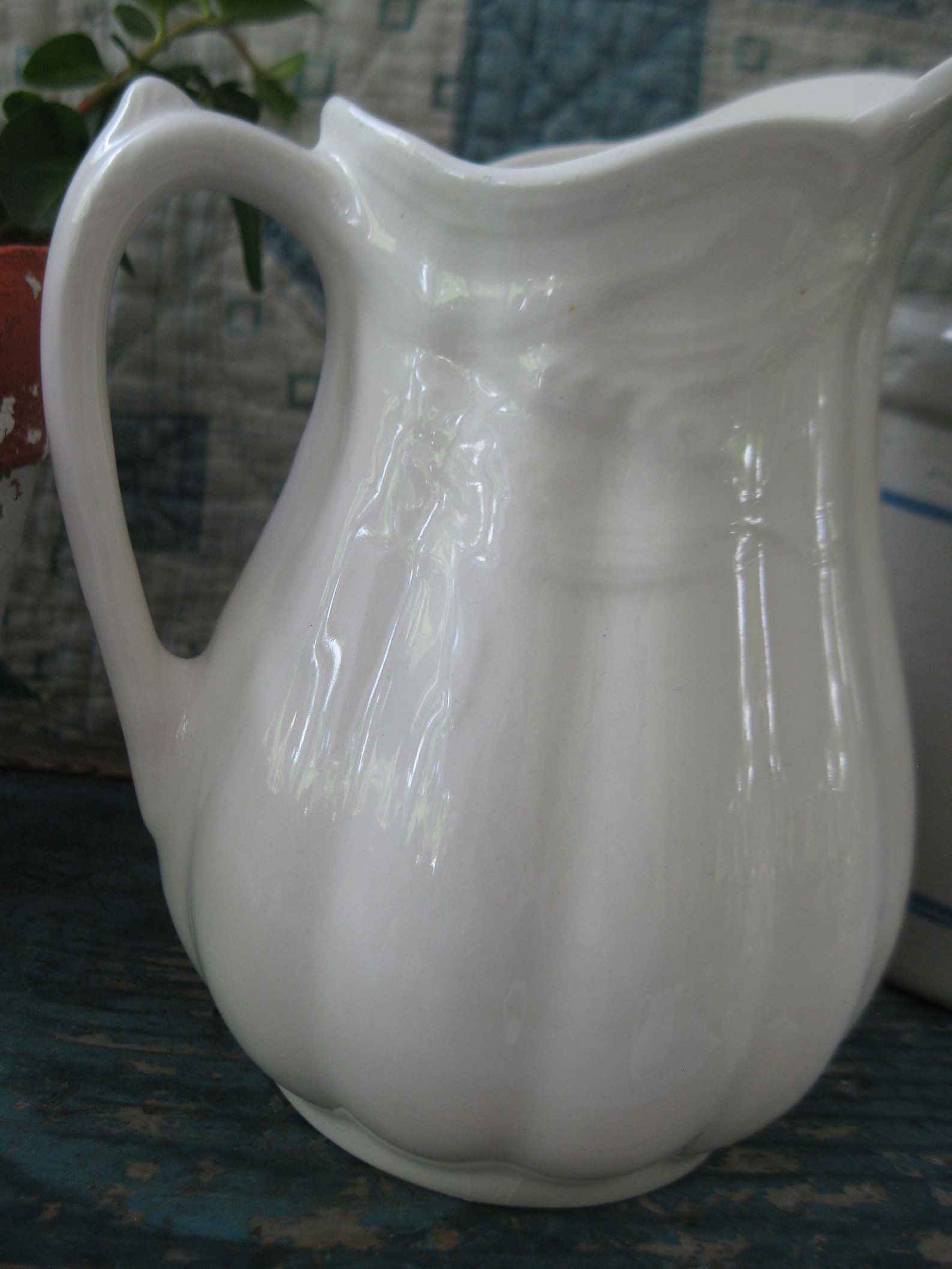 Medium Size Antique White Ironstone Wheat Pitcher Royal Staffordshire ...