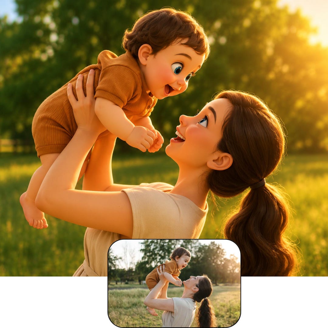 3D Cartoon Family Portrait, Personalized Animation From Photo, Custom ...