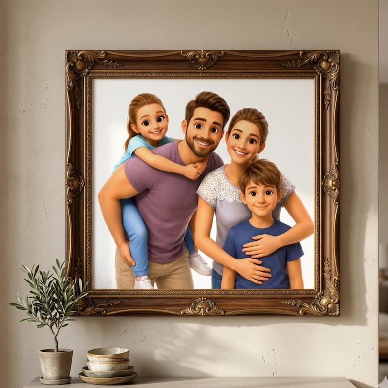 3D Cartoon Family Portrait, Personalized Animation From Photo, Custom ...
