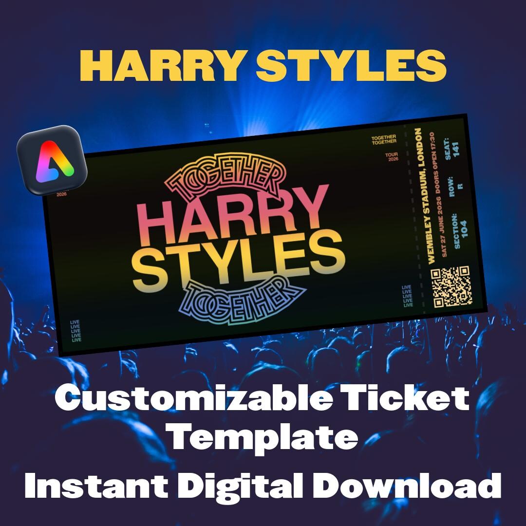 Harry Styles - Together Tour 2026 Customizable Ticket Template (digital ...