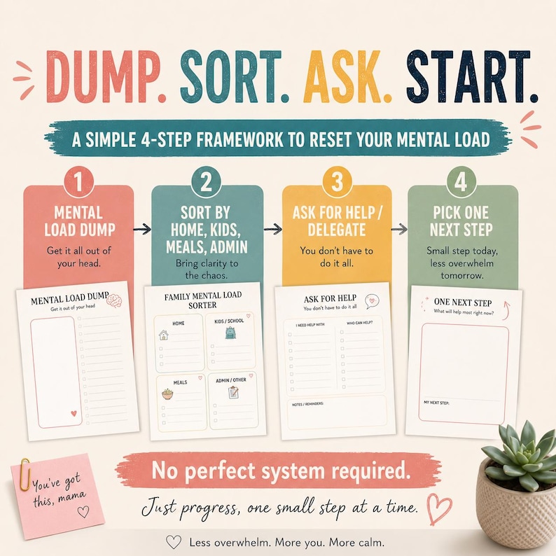 ADHD Mum Mental Load Triage Kit | Brain Dump, Overwhelm Reset Printable ...
