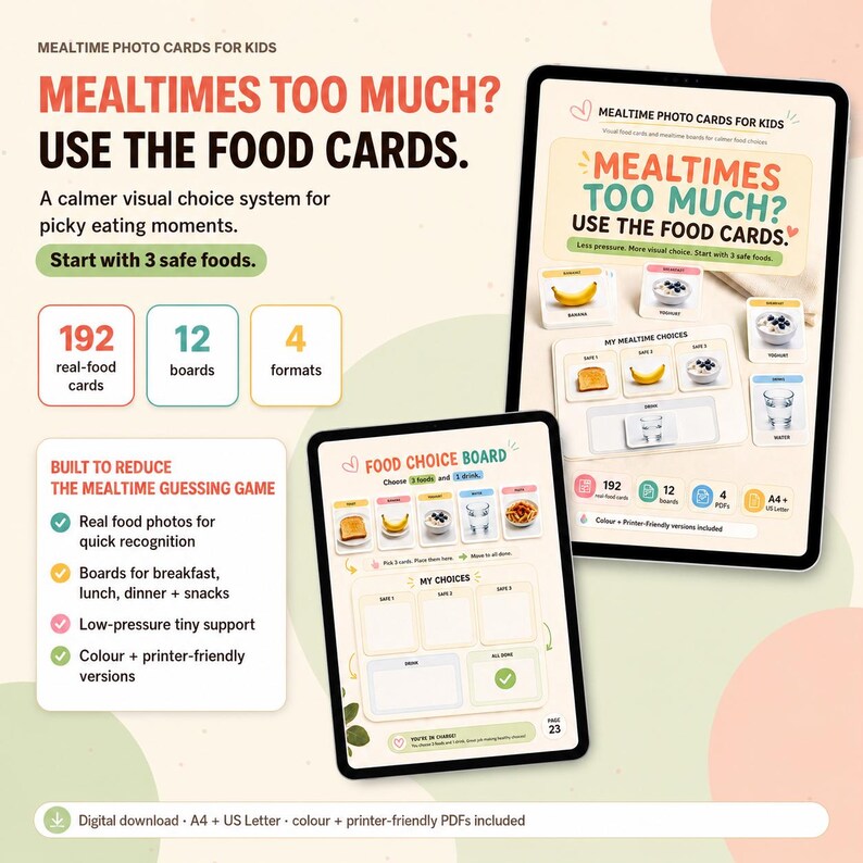 Picky Eating Food Choice Board | Visual Mealtime Photo Cards for Kids ...