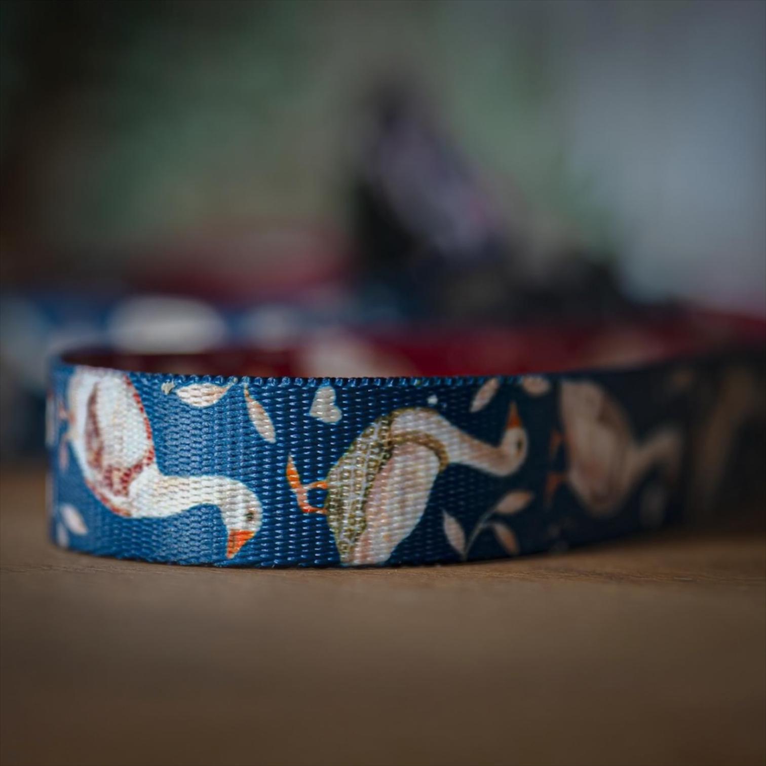 Dog Collar, Goose Pattern Handmade Dog Collar Blue Adjustable Collar ...