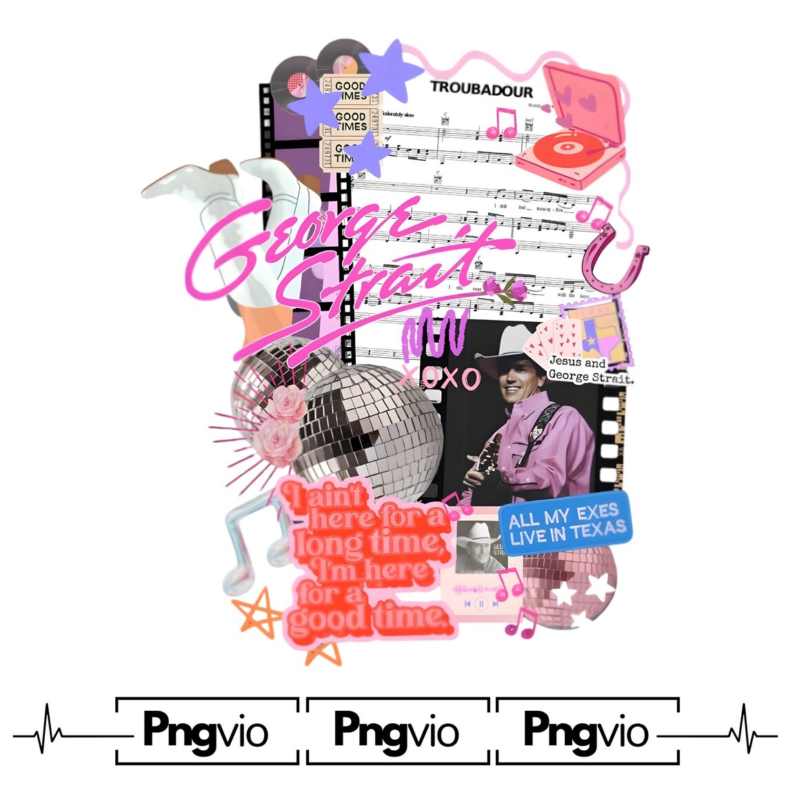 George Strait PNG - All My Exes Live in Texas, Retro Pink Country ...