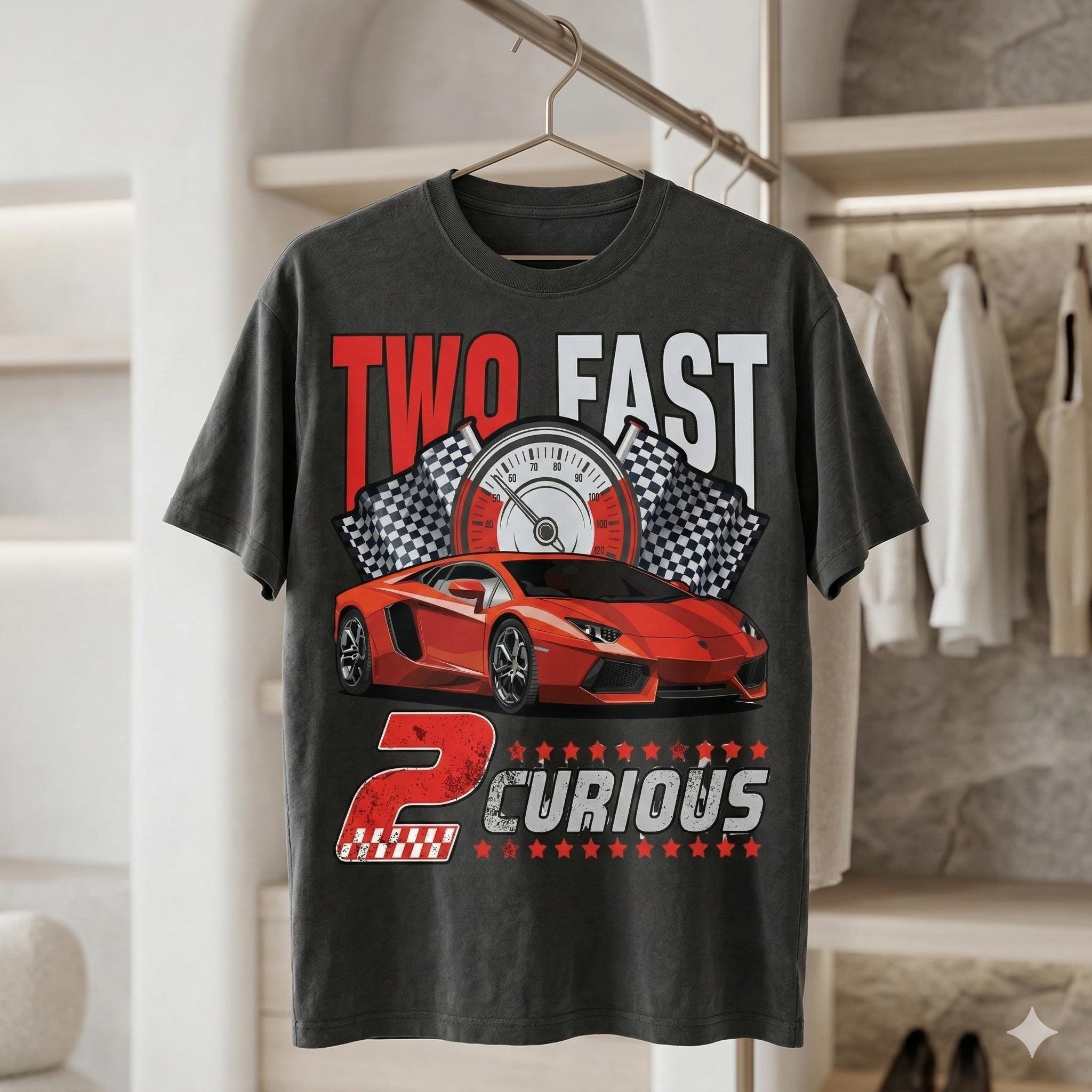 Two Fast 2 Curious PNG, Red Race Car 2nd Birthday Sublimation, Boy ...