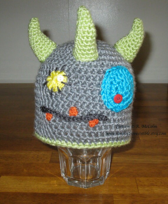 Artículos similares a Monster Hat - Crochet Pattern 3 - Beanie and ...