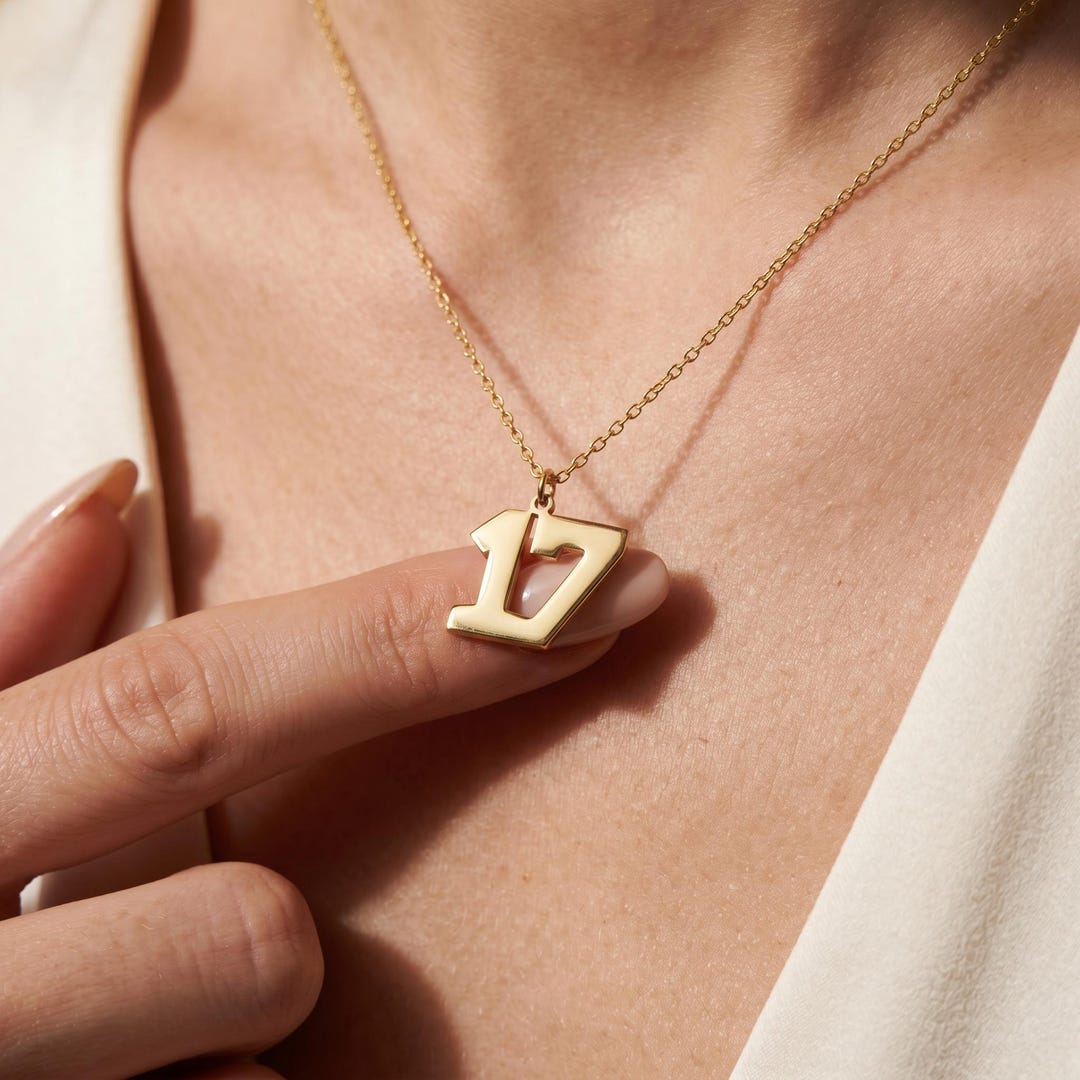 Personalized Number Necklace, 14k Gold Sports Pendant, Soccer Coach ...