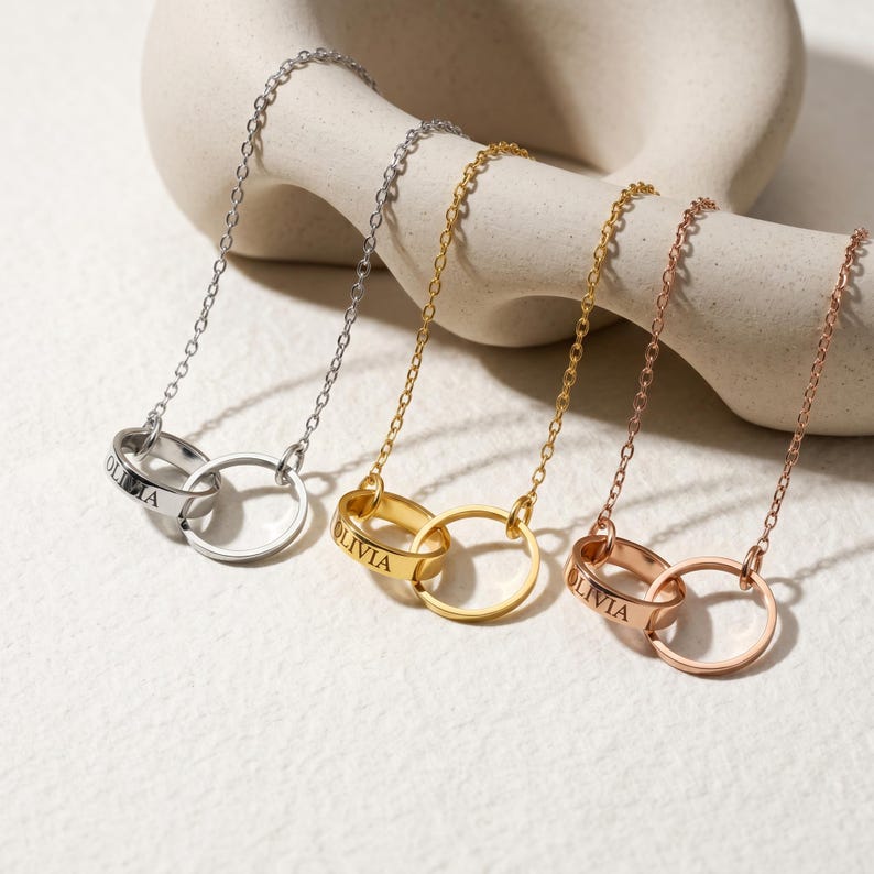 14K Personalized Name Necklace, Custom Sterling Silver Interlocking ...