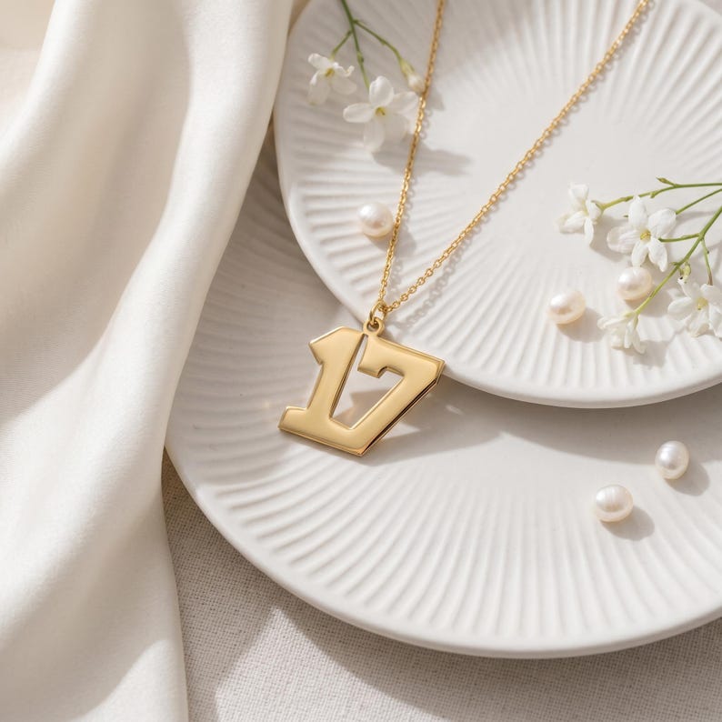 Personalized Number Necklace, 14k Gold Sports Pendant, Soccer Coach ...