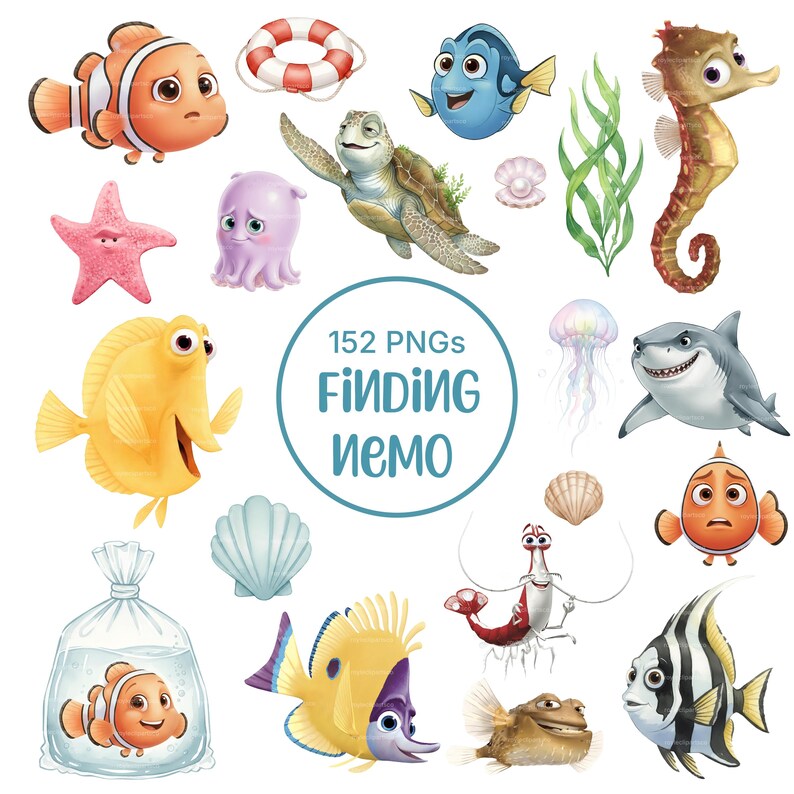 Finding Nemo Cliparts Bundle PNG, Finding Nemo Clipart, Ocean Sea ...