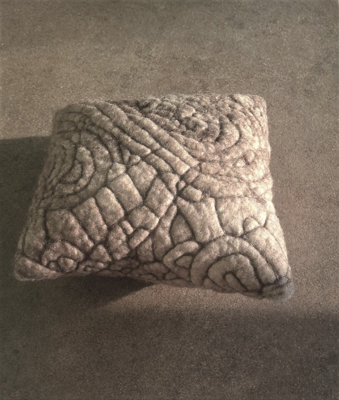 The Song of Hemispheres - Felt Chopper Stone Mini Pillow, Fiber Art ...