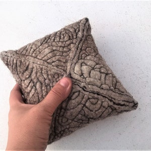 The Song of Hemispheres - Felt Chopper Stone Mini Pillow, Fiber Art ...