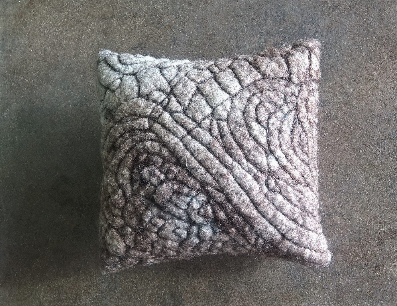 The Song of Hemispheres - Felt Chopper Stone Mini Pillow, Fiber Art ...