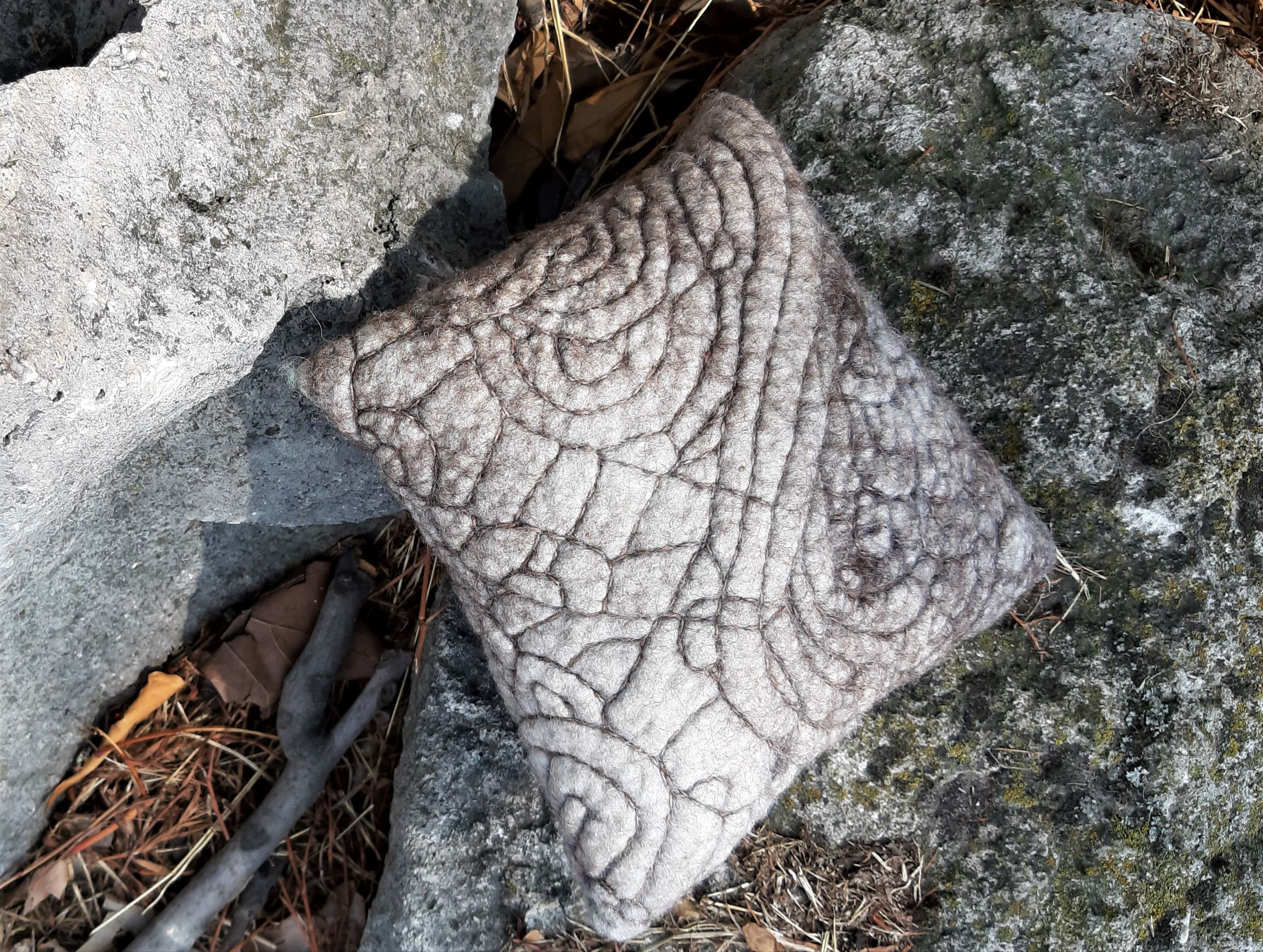 The Song of Hemispheres - Felt Chopper Stone Mini Pillow, Fiber Art ...