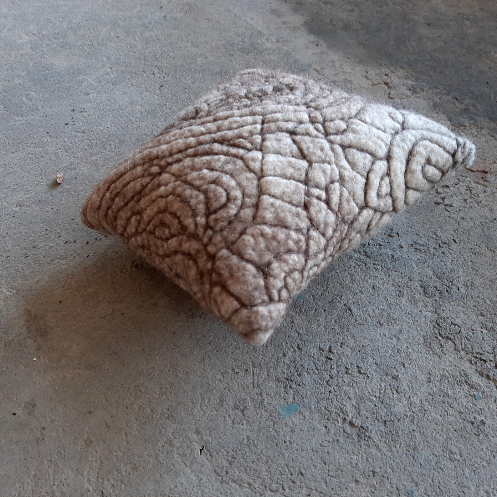 The Song of Hemispheres - Felt Chopper Stone Mini Pillow, Fiber Art ...