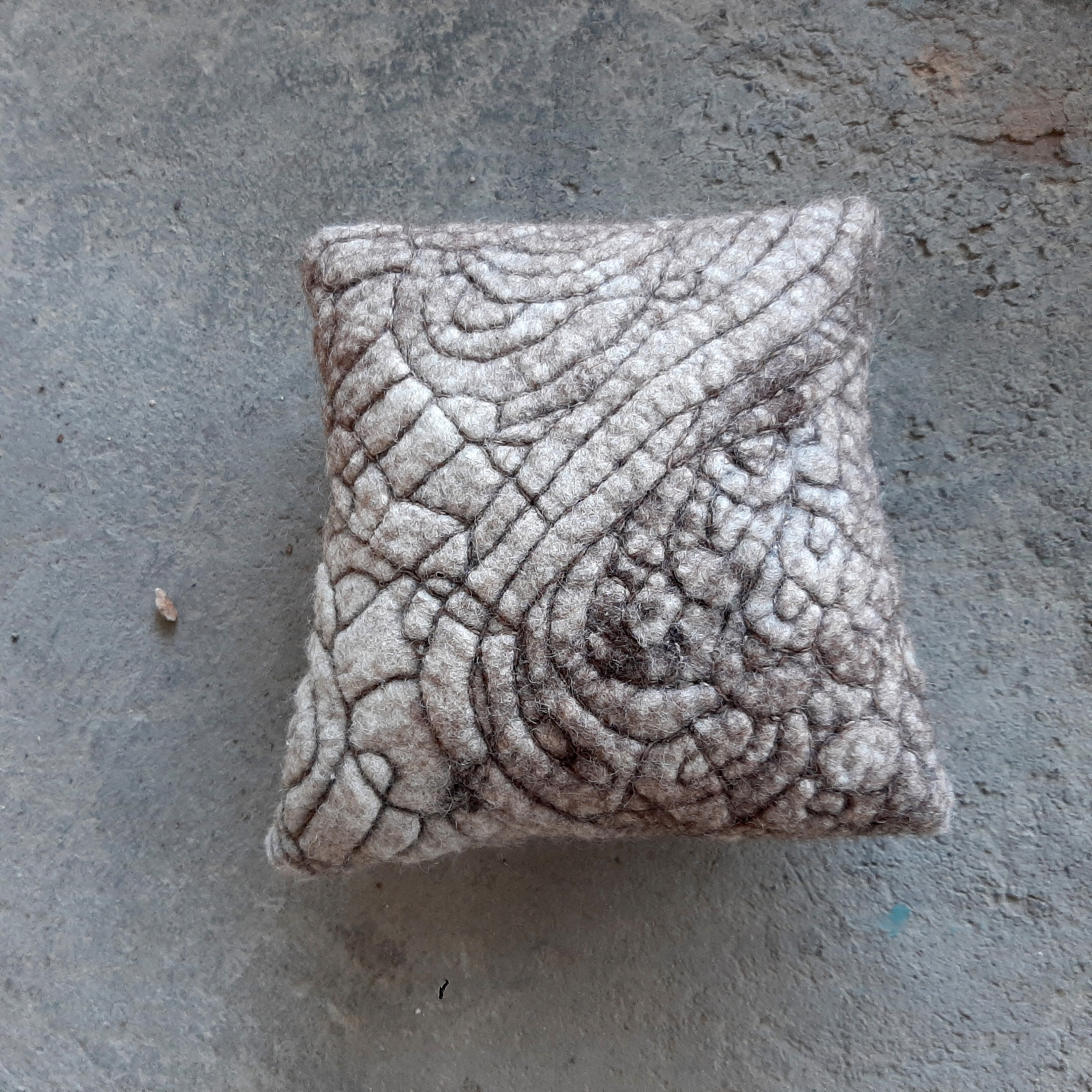 The Song of Hemispheres - Felt Chopper Stone Mini Pillow, Fiber Art ...
