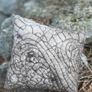 The Song of Hemispheres - Felt Chopper Stone Mini Pillow, Fiber Art ...