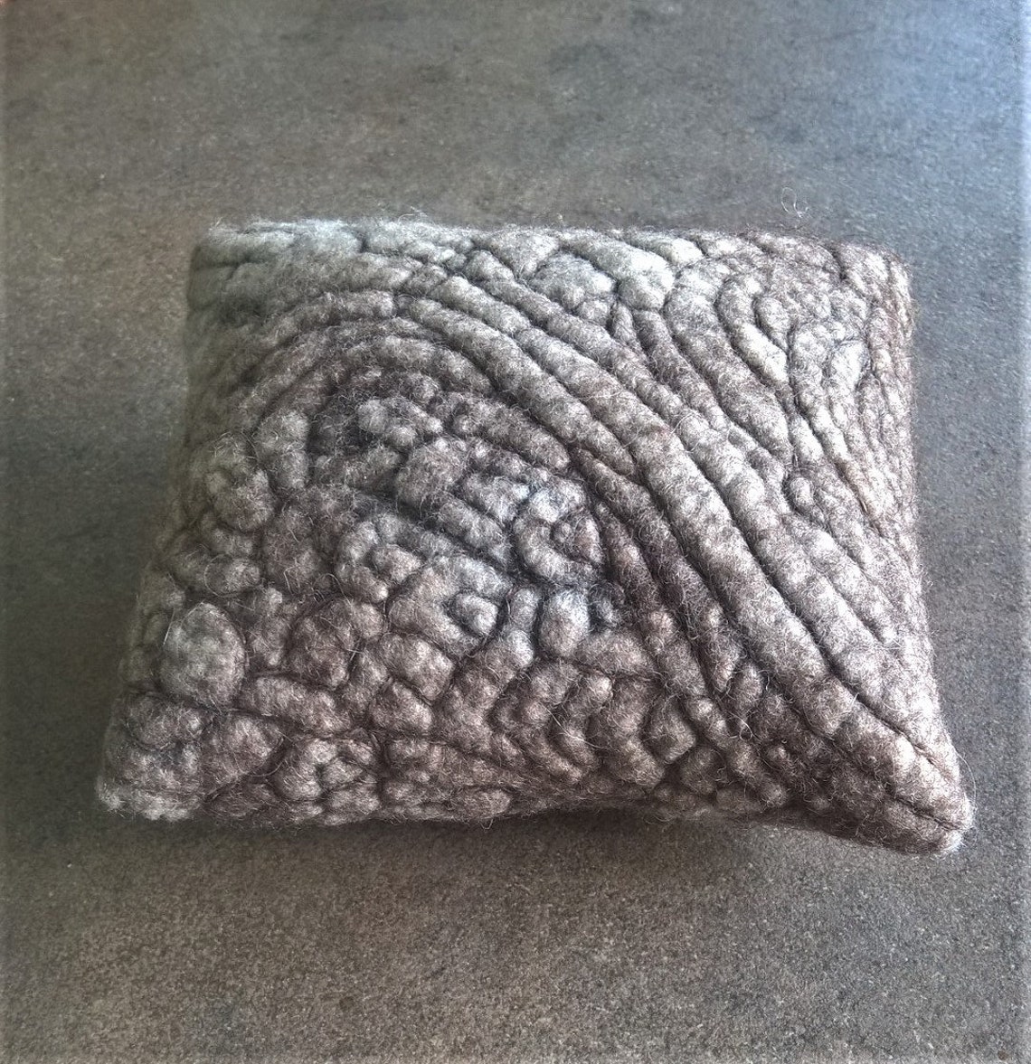 The Song of Hemispheres - Felt Chopper Stone Mini Pillow, Fiber Art ...