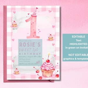 Sweet One First 1st Birthday Celebration Invitation, Fun Birthday Party ...