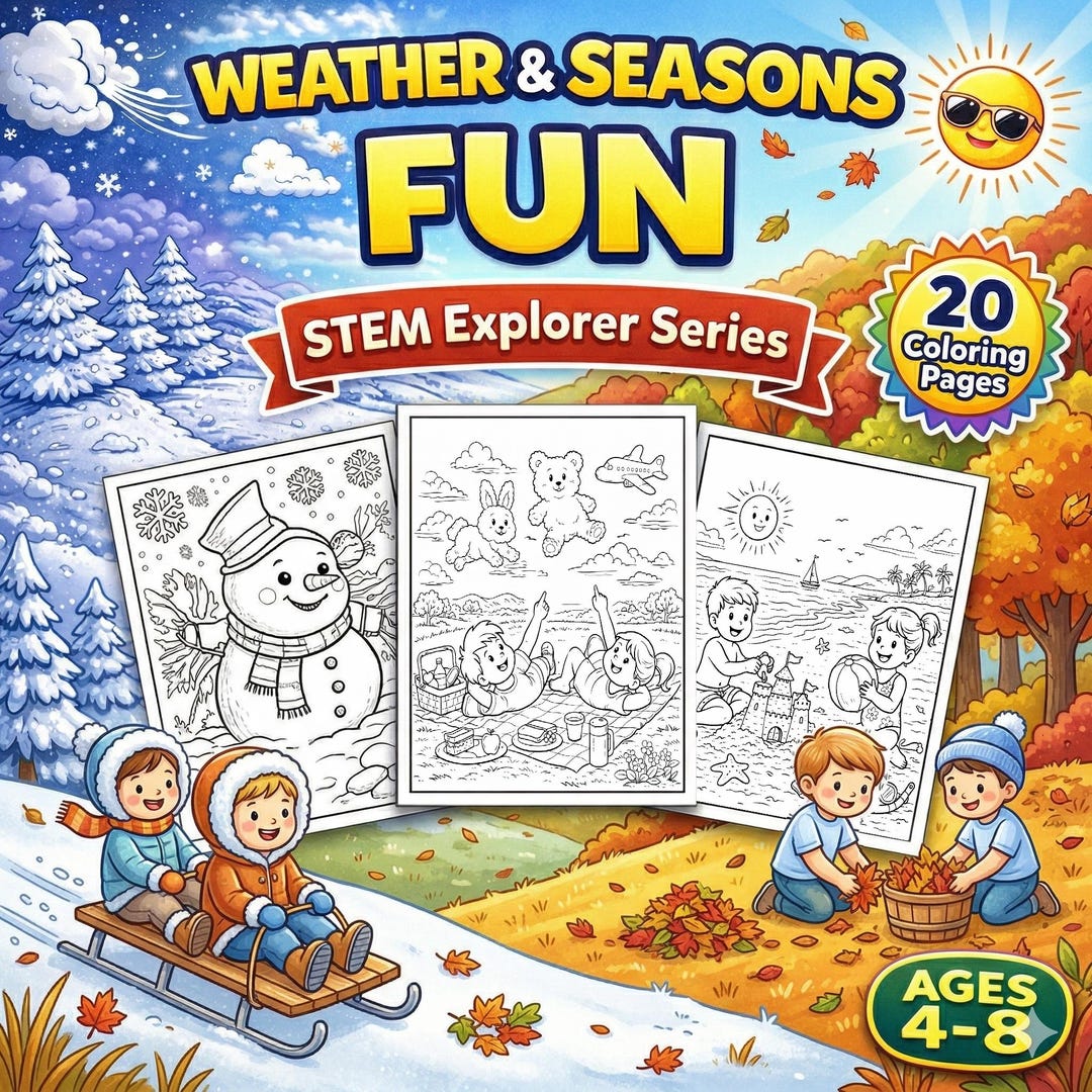 Weather Seasons Coloring Book for Kids Ages 4-8 (PDF Download) - Etsy