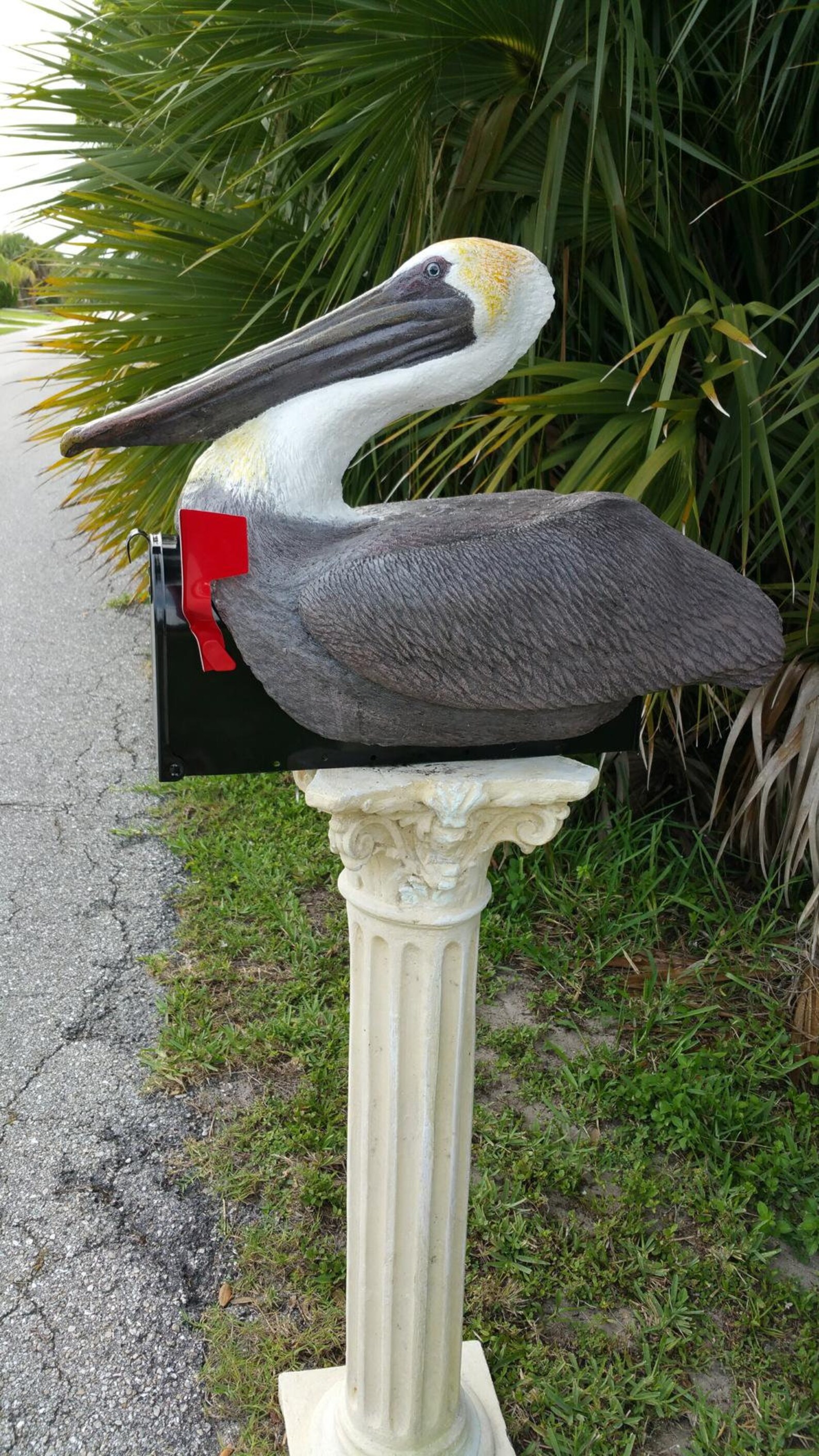 Lifesize Pelican Mailbox Sculpture Handcrafted Coastal Art Mailbox