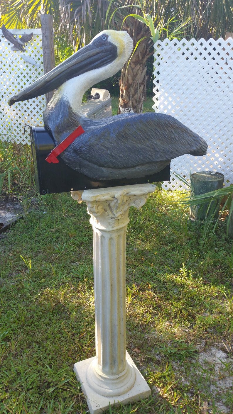 Pelican Mailbox With Post and Feet! Sculpture Artist Statue - Etsy