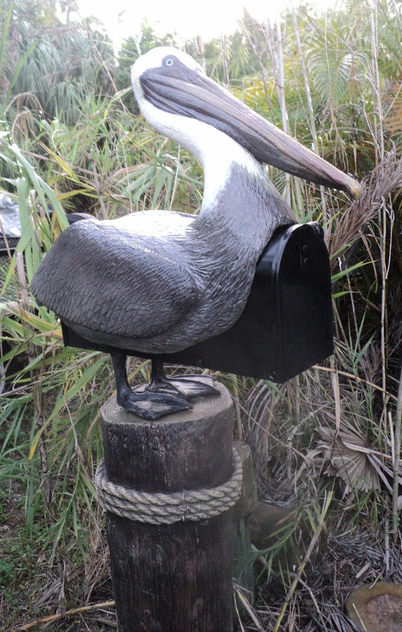 Pelican Mailbox With Post and Feet! Sculpture Artist Statue - Etsy