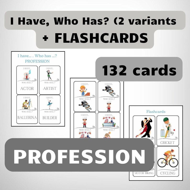 Community Helpers I Have Who Has Game, 132 Profession Flashcards ...
