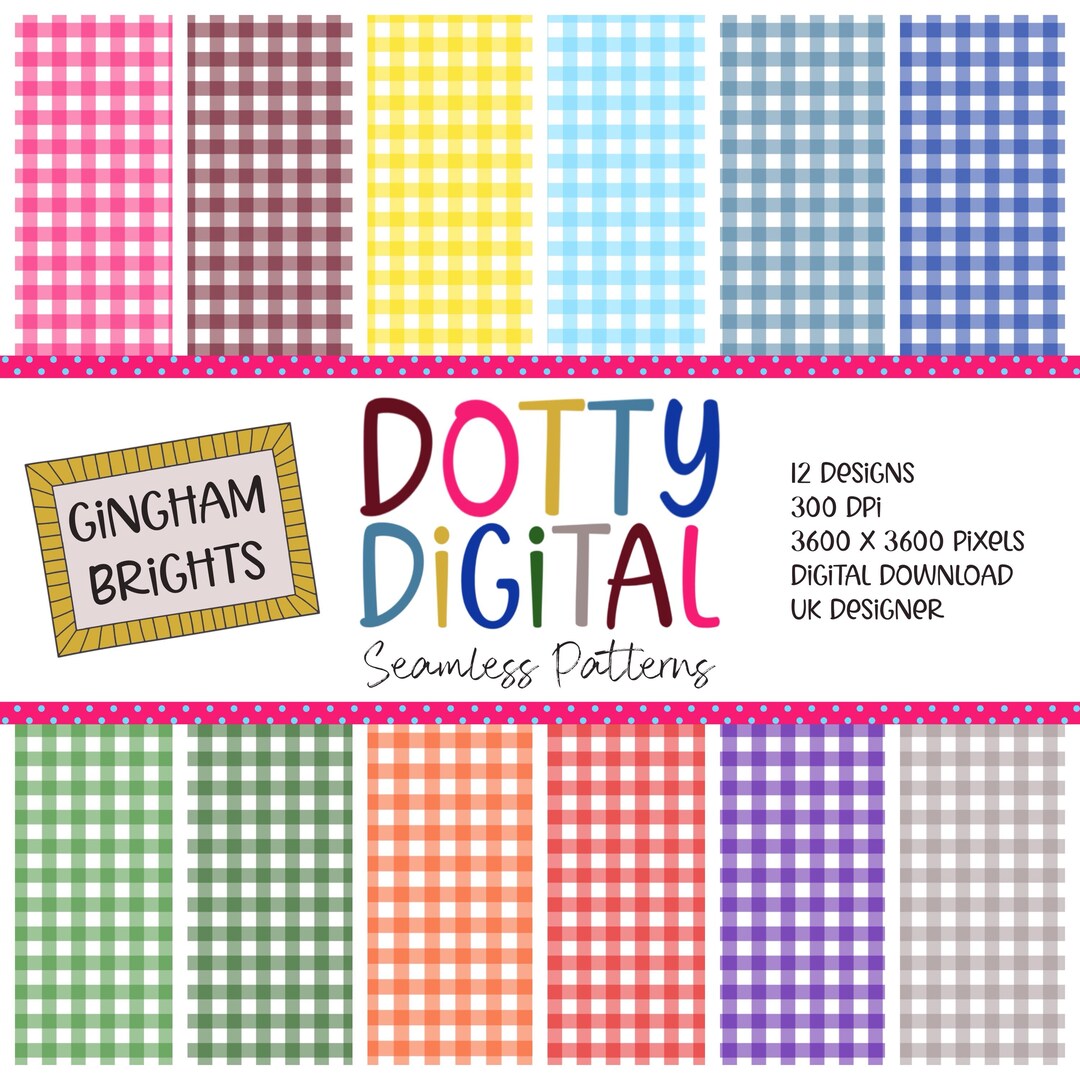 Gingham Brights Seamless Repeats • Digital Papers • Check Patterns ...