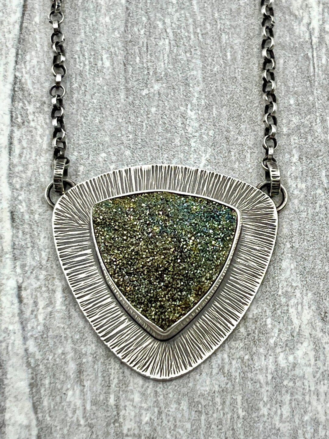 Rainbow Pyrite Drusy Necklace - Etsy