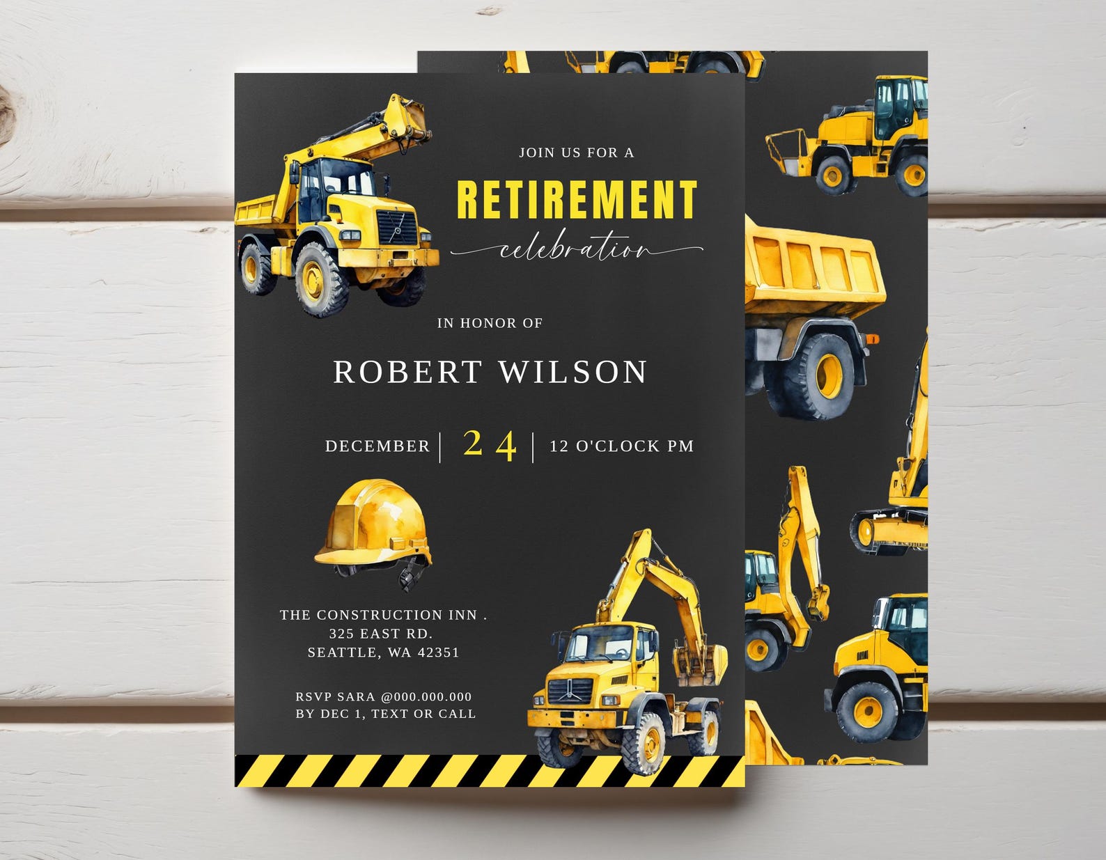 Construction Retirement Party Invitation: Editable Template - Etsy