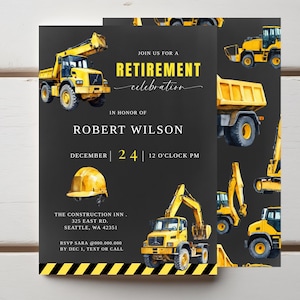 Construction Retirement Party Invitation: Editable Template - Etsy