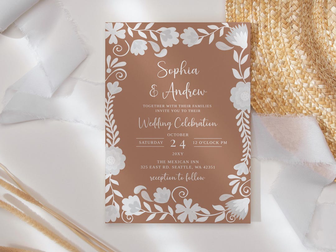 Mexican Talavera Wedding Invitation Set, Qr Code Rsvp, Instant Download ...