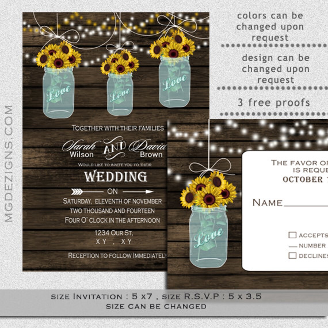 PRINTABLE Sunflowers Wedding Invitation Template Fall Wedding - Etsy
