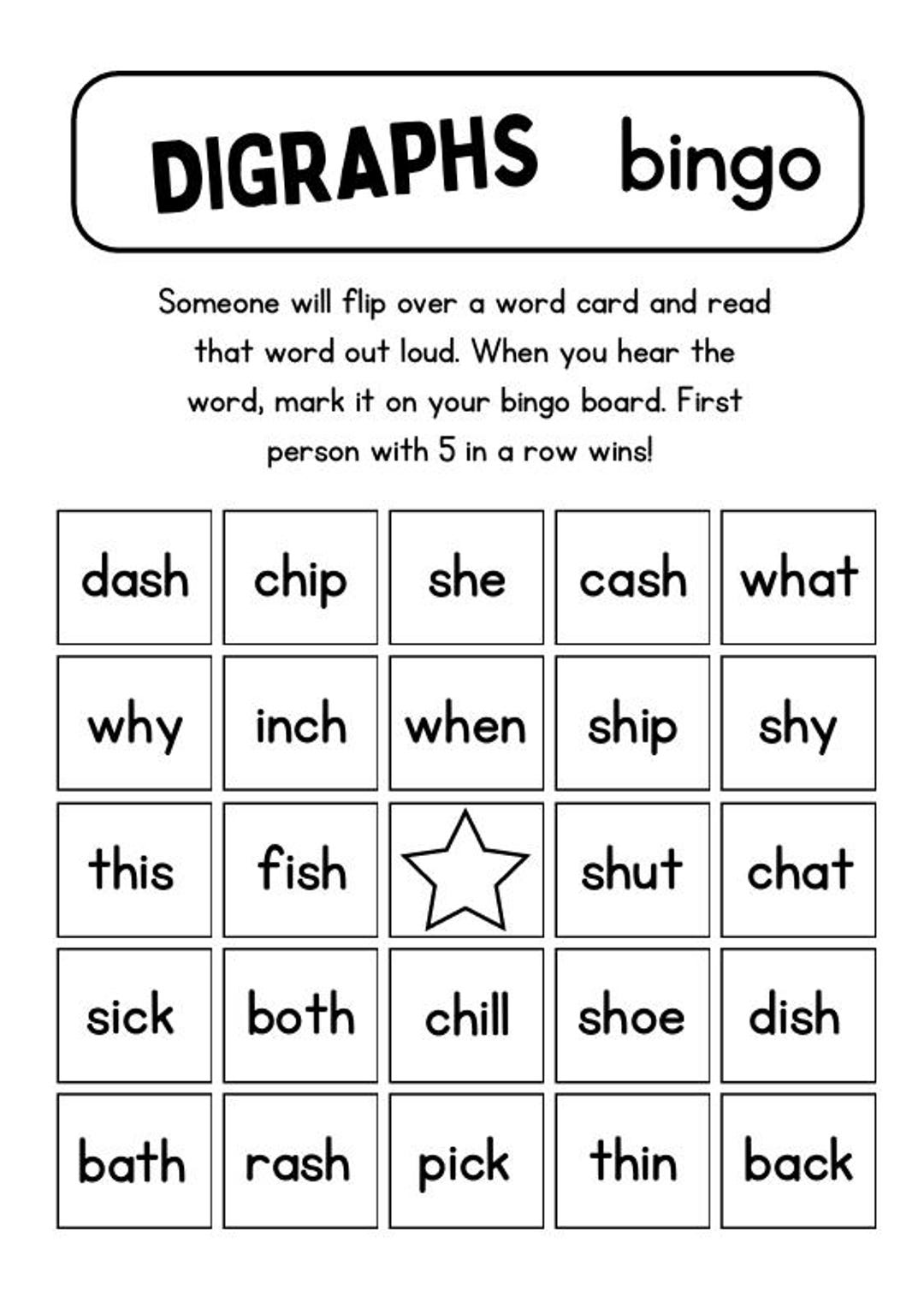 Bingo Phonics Template - Etsy