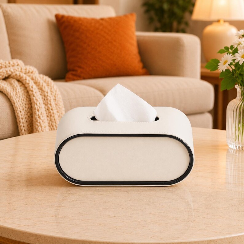 Light Luxury Oval Leather Tissue Cover | Modern Decorative Napkin ...
