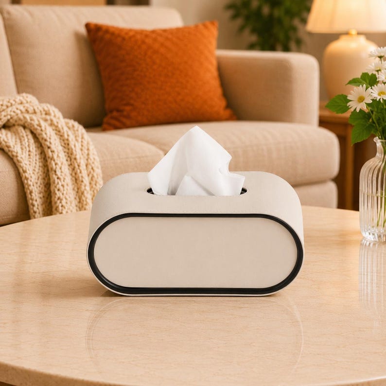 Light Luxury Oval Leather Tissue Cover | Modern Decorative Napkin ...