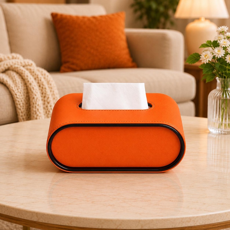Light Luxury Oval Leather Tissue Cover | Modern Decorative Napkin ...