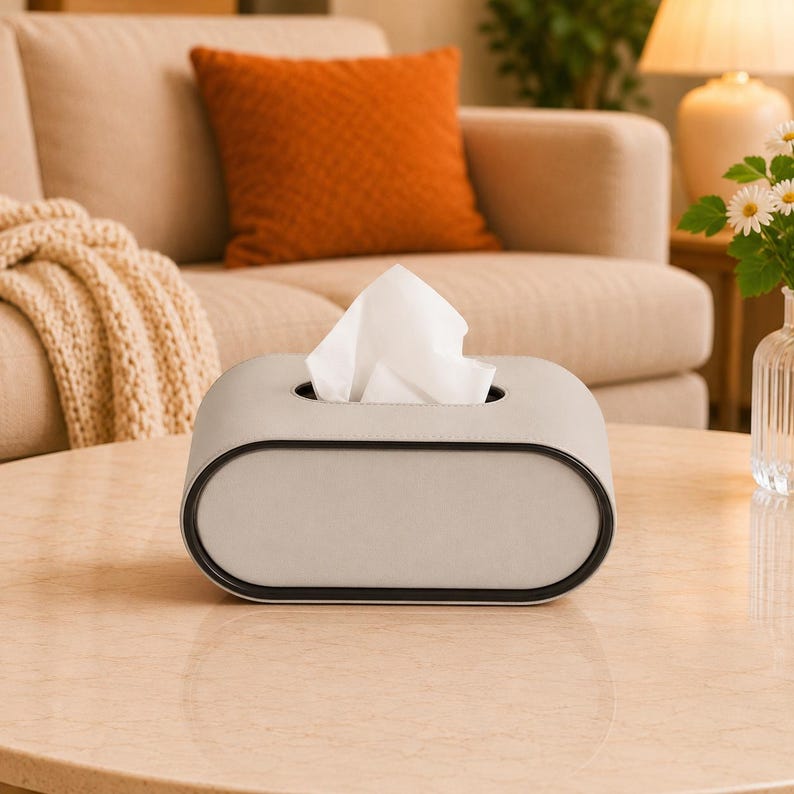 Light Luxury Oval Leather Tissue Cover | Modern Decorative Napkin ...