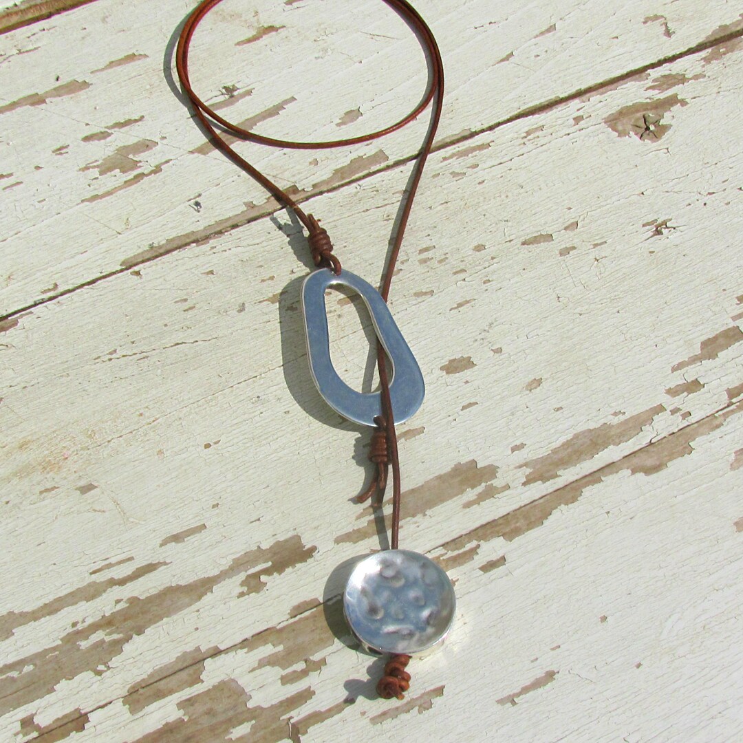 Lariat Drop Necklace Y Shaped Long Leather Cord Bold - Etsy