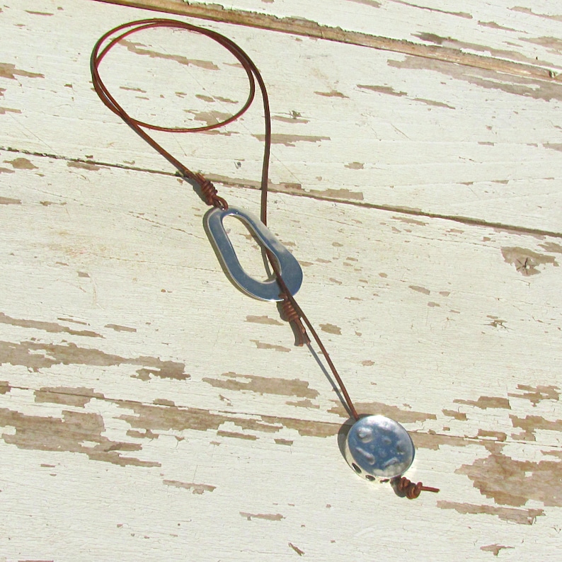 Lariat Drop Necklace Y Shaped Long Leather Cord Bold - Etsy