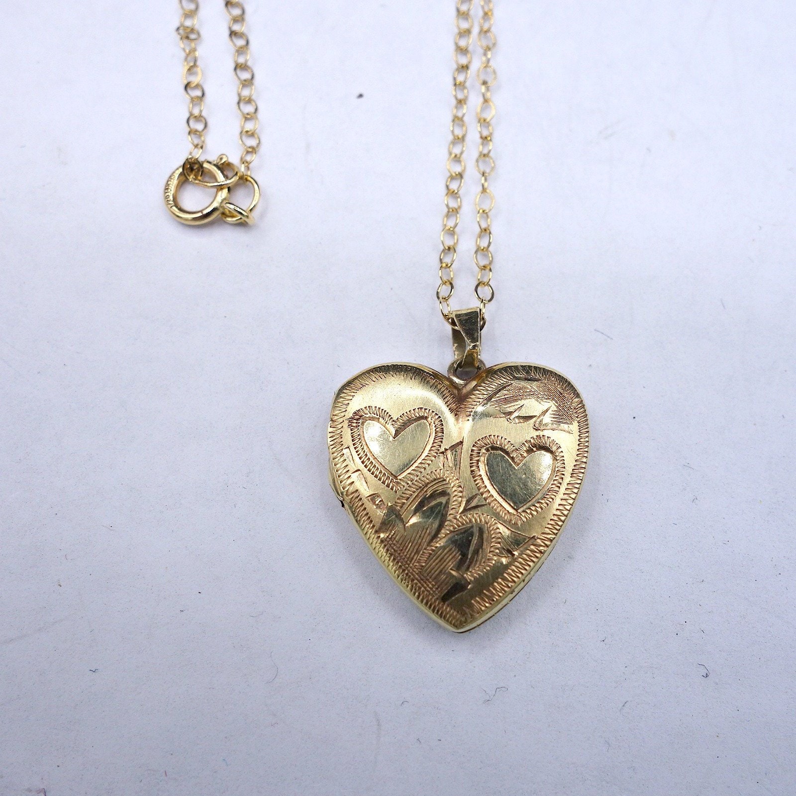 2 Hearts 14k Gold Heart Locket 2 Hearts Locket 14k Double | Etsy