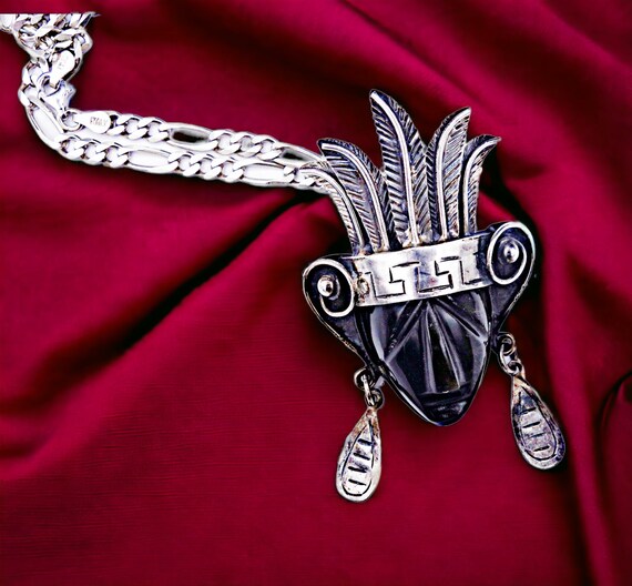Aztec Warrior Pendant/Pin, Handmade Mexico Large Ster… - Gem