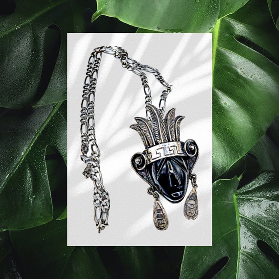 Aztec Warrior Pendant/Pin, Handmade Mexico Large Ster… - Gem