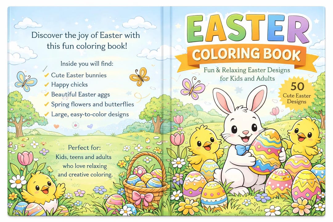 Easter Coloring Book for Kids | Bunny, Egg Designs | Spring Activity ...