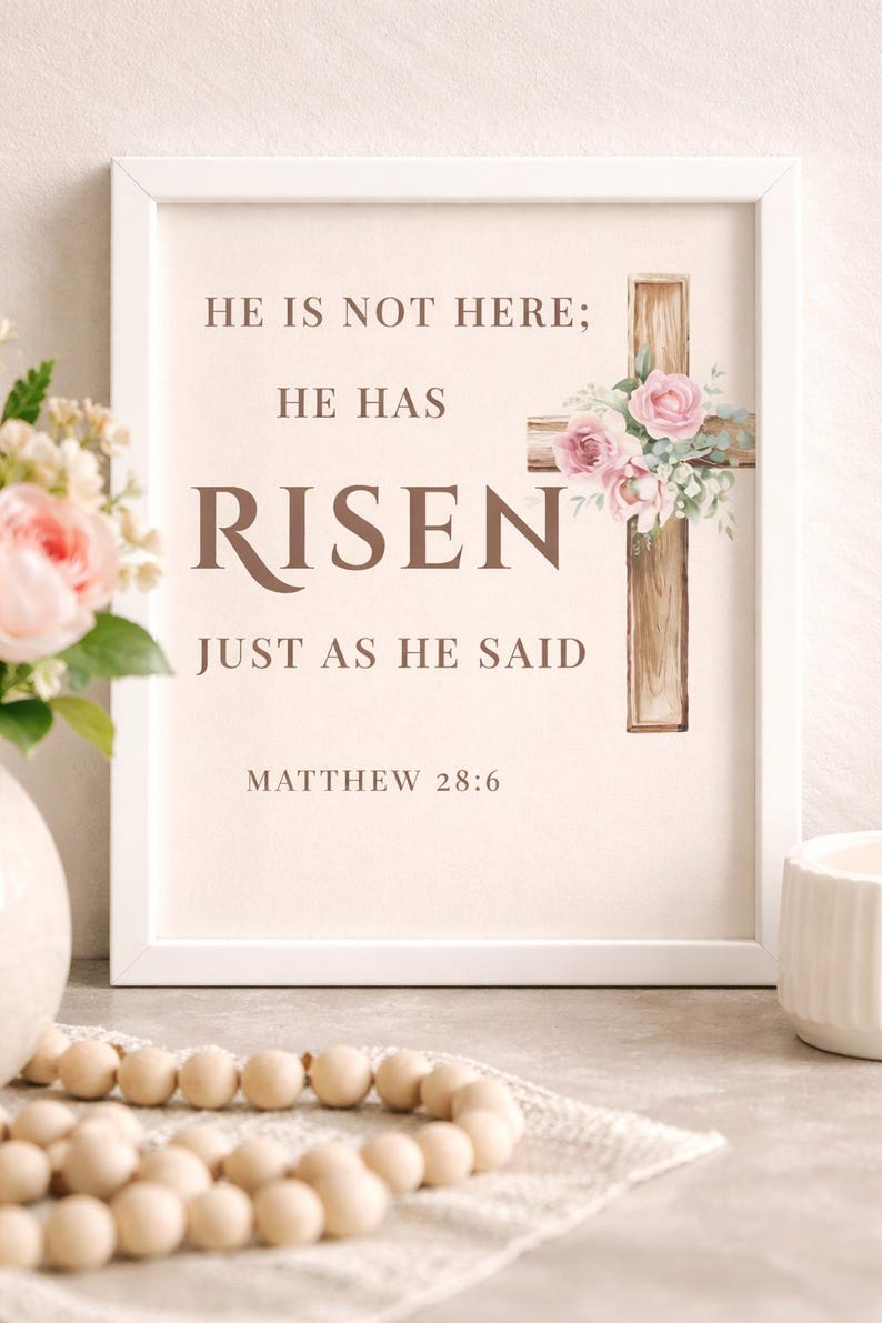 He is Risen Scripture Print | Matthew 28:6 Christian Wall Art (digital ...