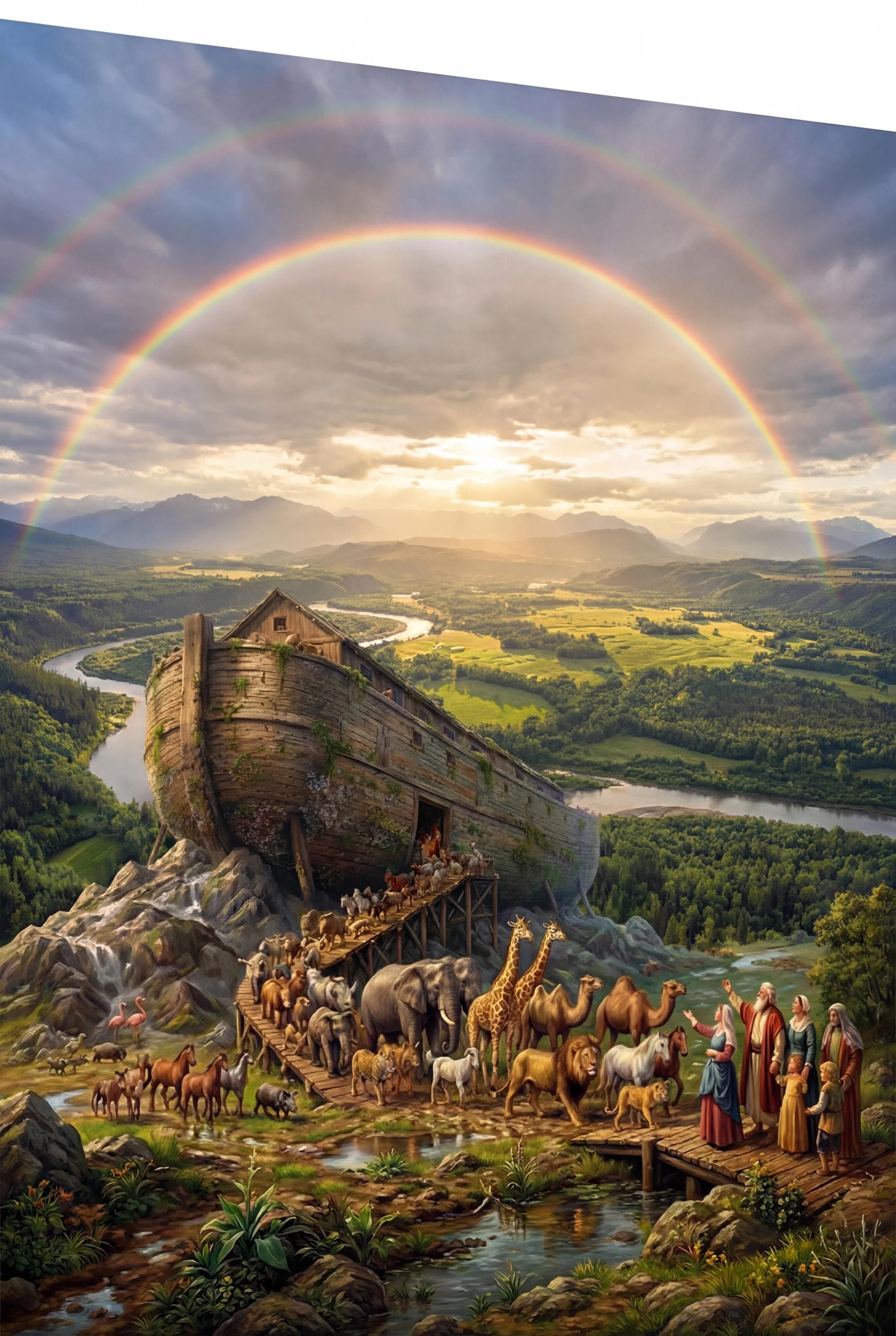 Noah’s Ark Poster – Christian Wall Art – Bible Scene Print – Religious ...