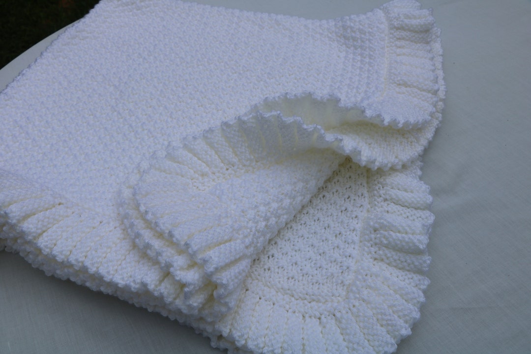 PDF. Knit Pattern Baby Blanket With Ruffle Edge. Knitting Pattern PDF ...